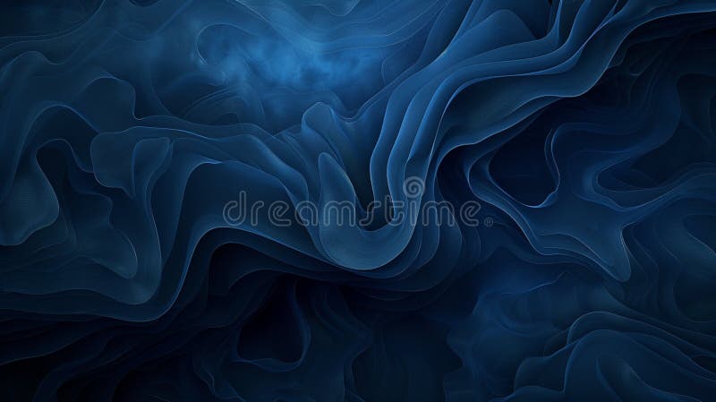 Abstract Dark Blue Waves with Fluid Motion Stock Illustration ...