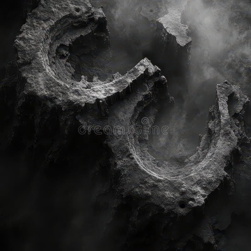 Abstract Textured Gray Forms on Dark Background in Surreal Style Stock ...
