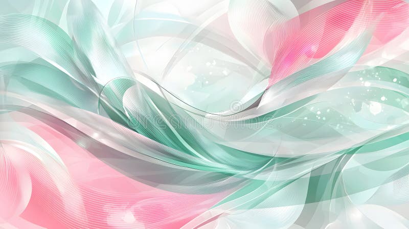 Abstract Pastel Pink and Mint Green Swirling Wave Background Design AI ...