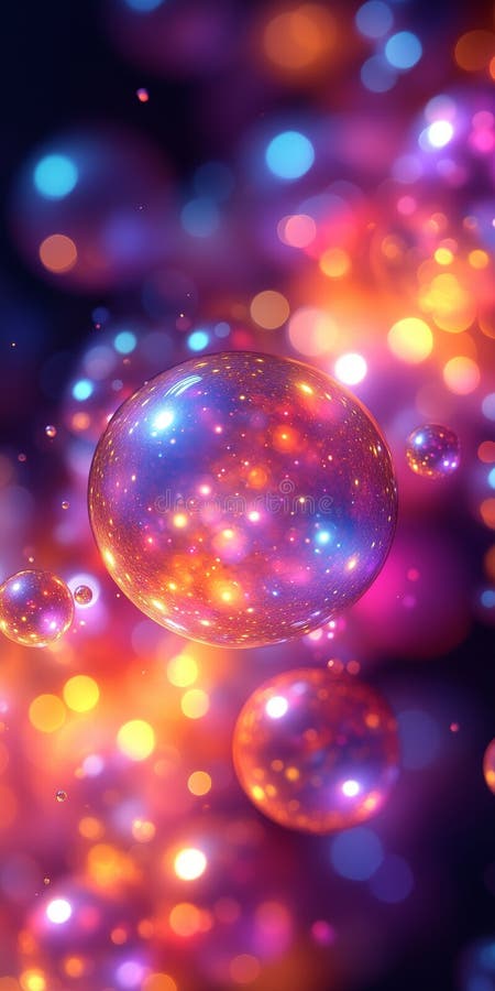 Abstract Colorful Bubbles with Glowing Lights in a Vibrant Cosmic ...