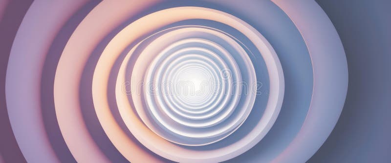Abstract Tunnel of Concentric Rings with Light at the End, Digital Art ...