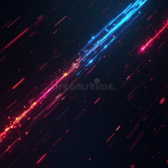 Dynamic Data Flow Visualization with Red and Blue Light Trails Stock Illustration - Illustration ...