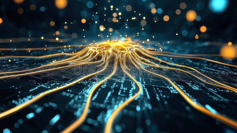 Abstract Flow of Light and Particles in Digital Space Stock ...