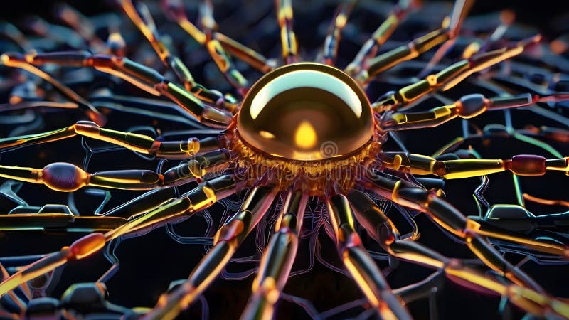 Abstract Golden Spider Web Design, Technology Network Connection ...