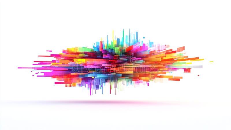 Abstract Colorful Explosion of Rectangular Blocks Vibrant Rainbow Hues ...