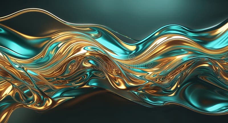 Captivating Abstract Liquid Plasma Creating Golden and Teal Swirls for ...