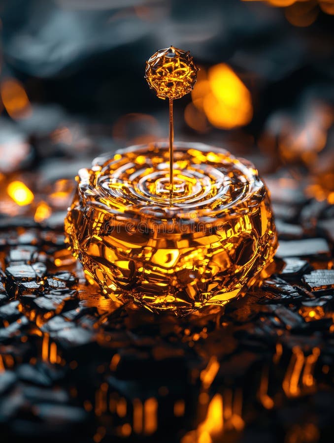 Captivating Abstract Liquid Sculpture with Golden Reflections Stock ...