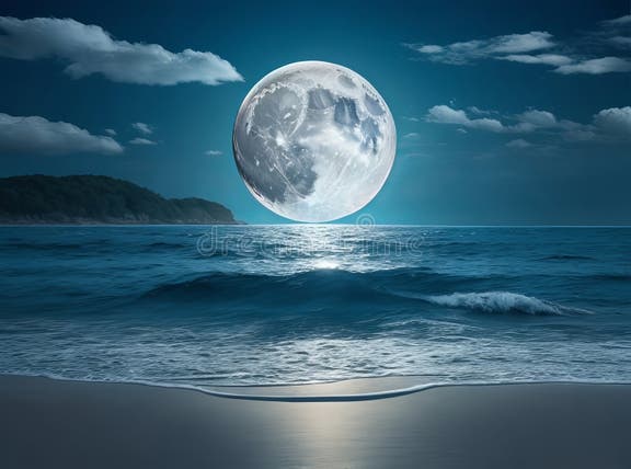 Captivating Abstract Moon Over Sea: a Mesmerizing Visual Delight. Stock ...