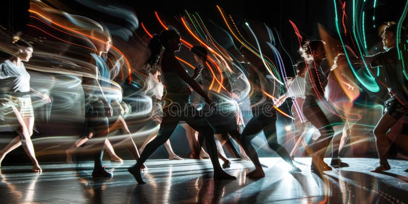 Captivating Abstract Motion Blur of Dancers Performing on Stage, an ...