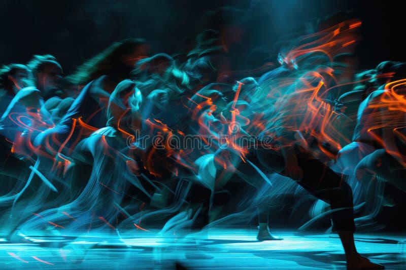 Captivating Abstract Motion Blur of Dancers Performing on Stage, an ...