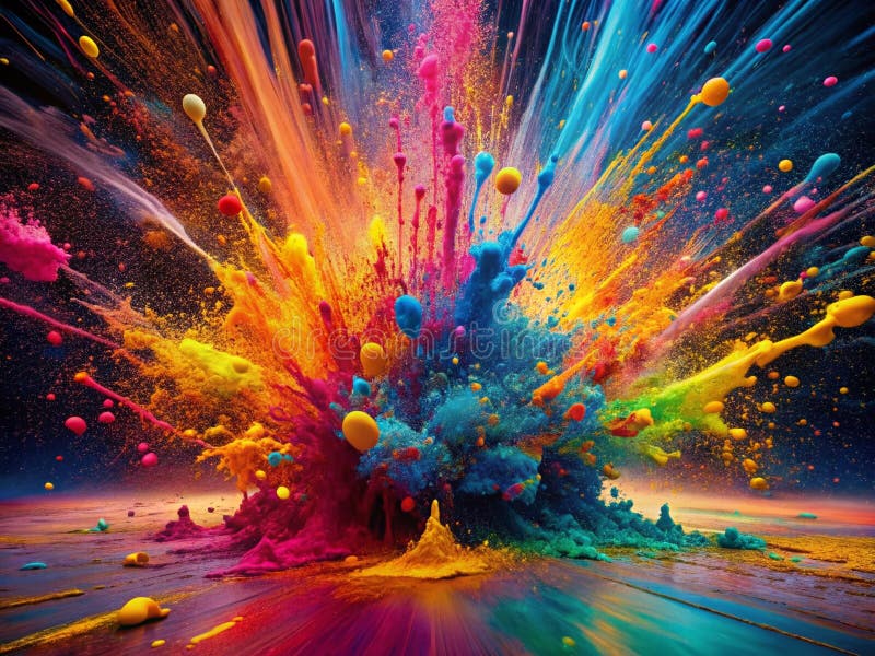 A Captivating Abstract Painting Exploding Colors and Surreal Splatter ...