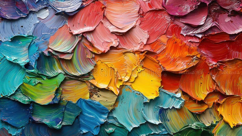 Multicolored Abstract Painting with Overlapping Textured Layers Stock ...