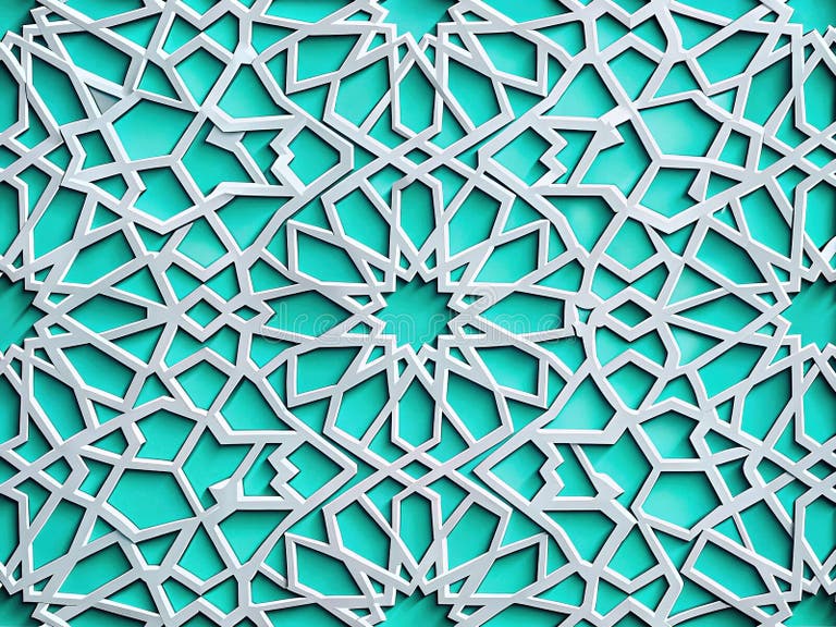 Stunning Turquoise and White Geometric Abstract Islamic Pattern ...