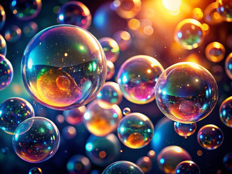 Abstract Conceptual Photography Floating Bubbles with Numbered Letters ...