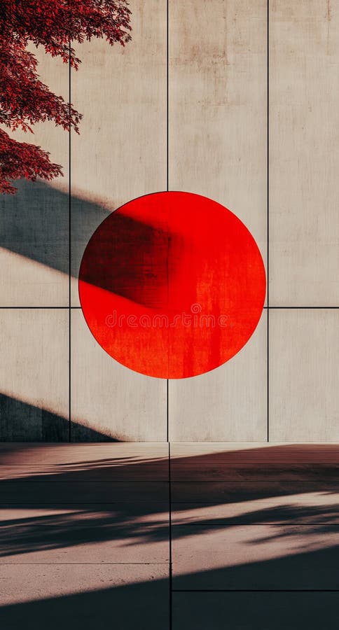 A Captivating Abstract Piece Showcases a Vibrant Red Circle Set Against ...