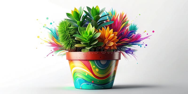 Striking Abstract Plant Pot Design Bold Colors and Intricate Details ...