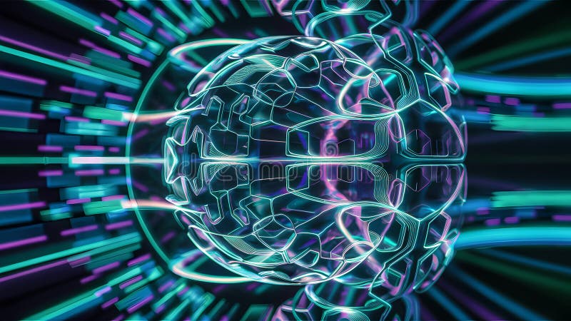 Abstract Representation of a Brain Featuring Glowing Lines and ...