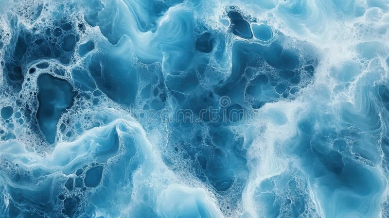 Abstract Blue Ocean Waves with Foam and Texture in Vibrant Shades Stock ...