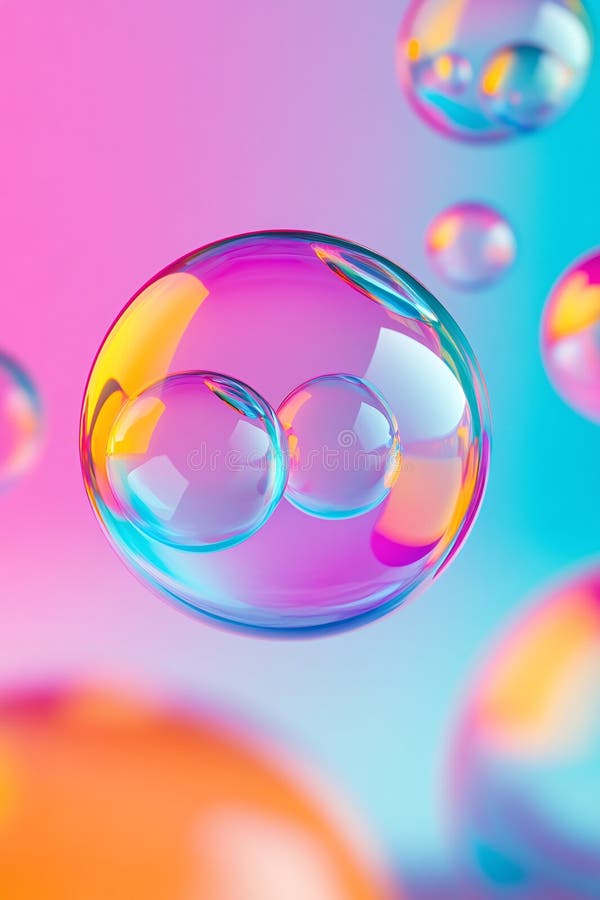Vibrant Soap Bubbles Floating in Colorful Iridescent Abstract ...