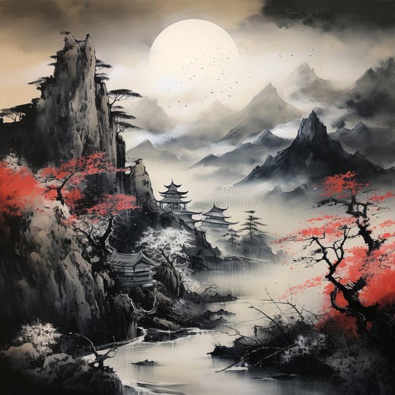 Captivating Abstract Sumi-e Ink Painting Stock Photo - Image of ...