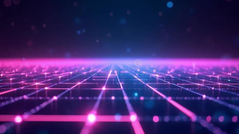 Futuristic Gridscape: Abstract Technology Background with Glowing Pink ...