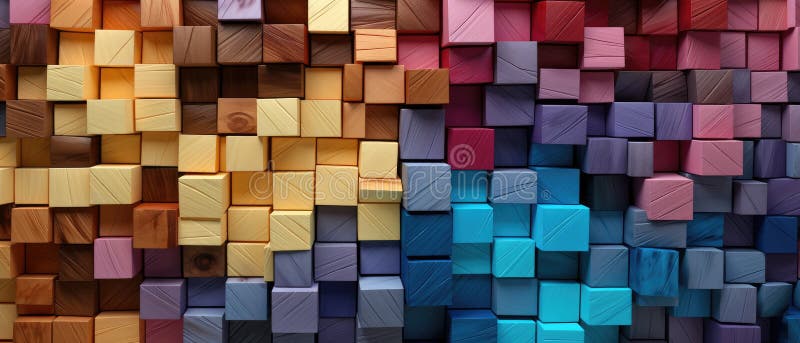 Captivating Abstract Texture Featuring 3D Wooden Square Cubes in a ...