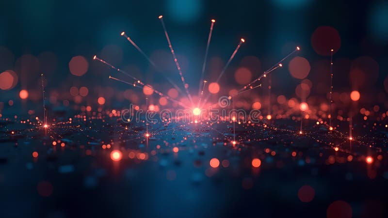 Abstract Glowing Particle Network Visualization Stock Illustration ...