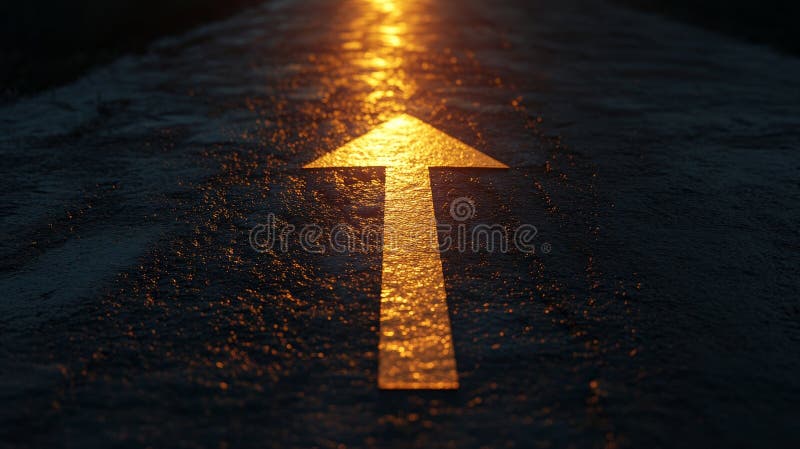 Captivating Aerial Perspective of a Bright Arrow on a Dark Road ...