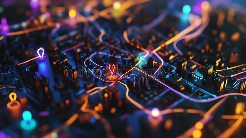 A Captivating Aerial Perspective of a Bright Map Highlighting Connected ...