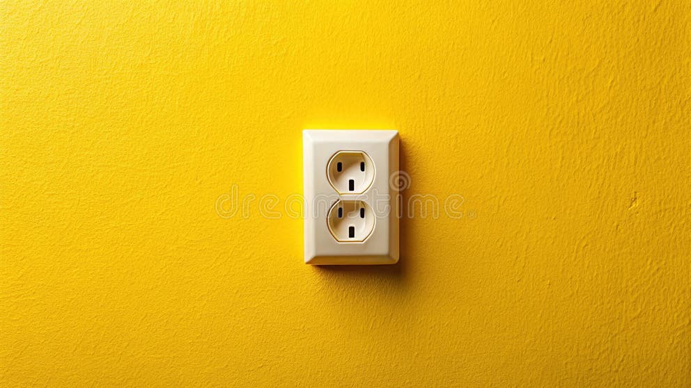 A Vibrant Burst of Yellow CloseUp Aerial View of a Modern Wall Socket ...