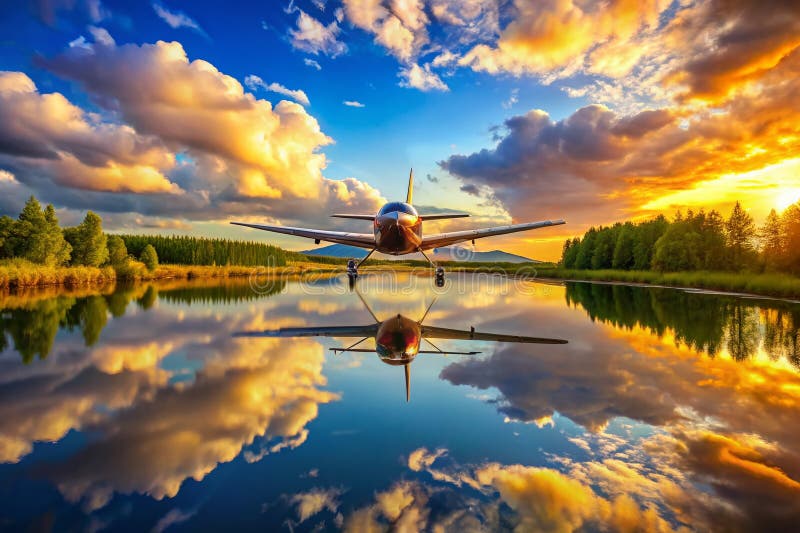 Stunning Aerial View of a Tilted Planes Reflection Captured from Above ...