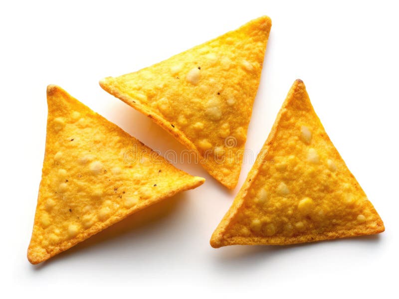 Golden Triangular Tortilla Chips a CloseUp Aerial View of Crispy ...