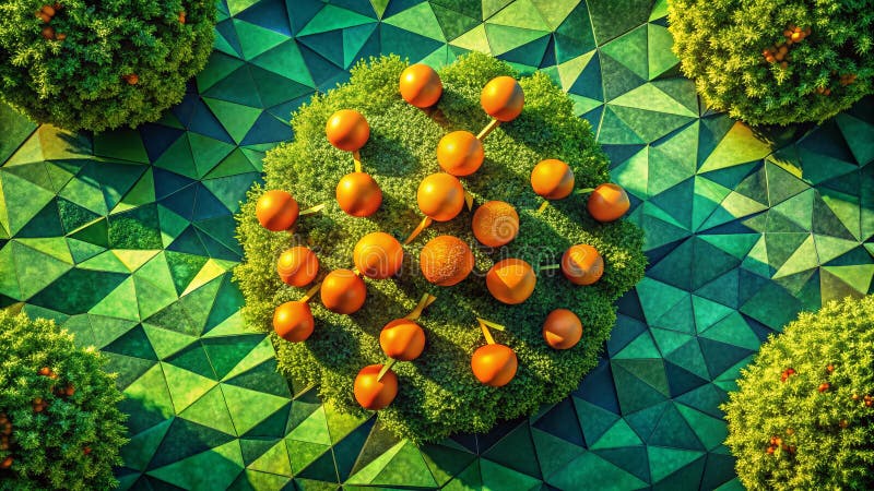 A Striking Aerial Perspective of a Geometric Orange Orchard a ...
