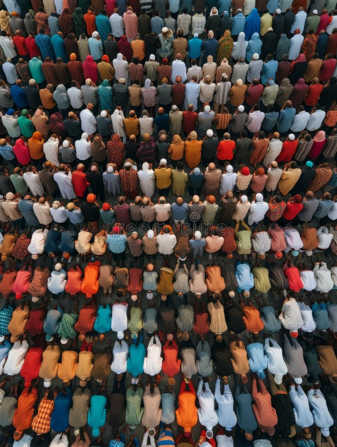 Aerial View of the Crowd of Muslim People Attending a Religious ...