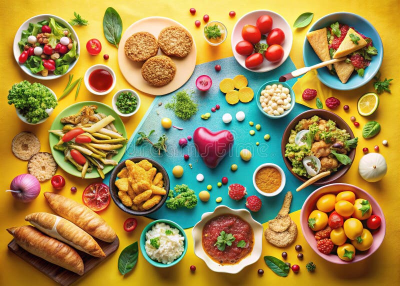 Vibrant Food Illustration a Colorful Conversation of Delicious Dishes ...