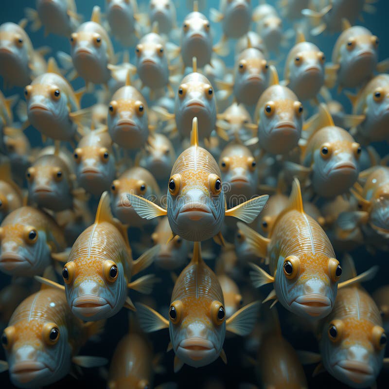 Flock of Fish Looking Straight at the Camera. AI Generated. School of ...