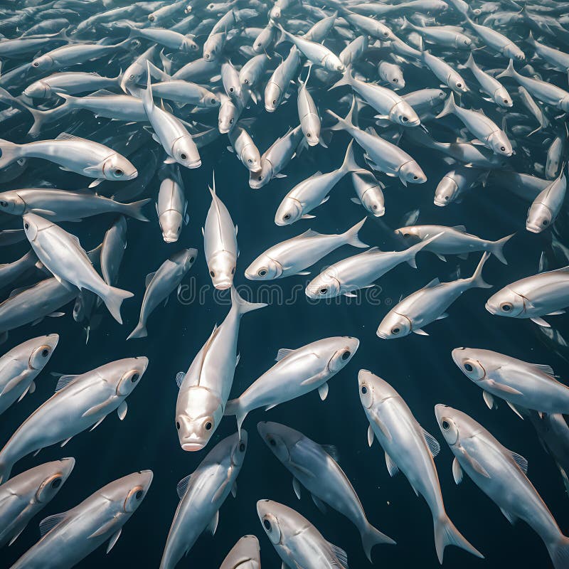 Flock of Fish Looking Straight at the Camera. AI Generated. School of ...