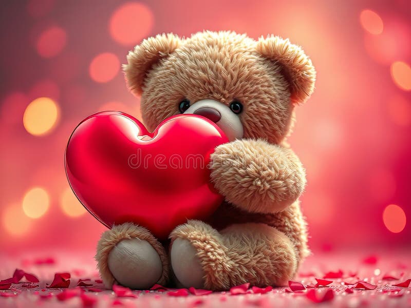 A Warm Embrace a Vibrant AI Illustration of a Teddy Bear Hugging a ...
