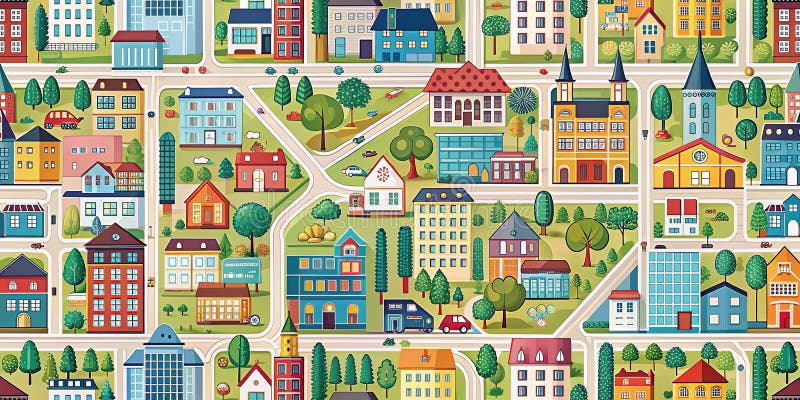 Vibrant Cityscape Map Pattern an AIGenerated Abstract Urban Design for ...