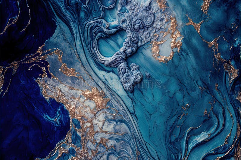 Enchanted Cyan Whirls: AI Generated Abstract Texture Photography of ...