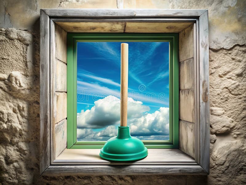 A Striking Emerald Window with a Stone Plunger AIGenerated ...