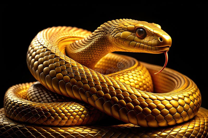 Stunning Golden Snake in AIGenerated Art a Masterpiece of Digital ...