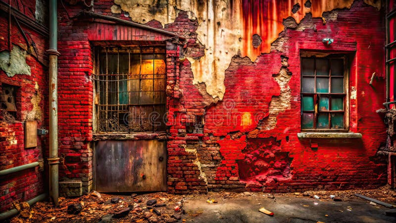 A Captivating AIGenerated Image of Urban Exploration Red Textures Decay ...