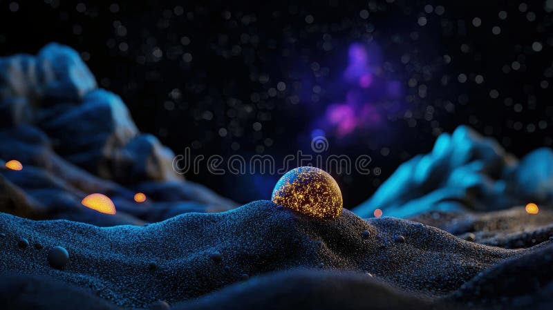A Captivating Alien Landscape Featuring a Luminous Orb Resting on a ...