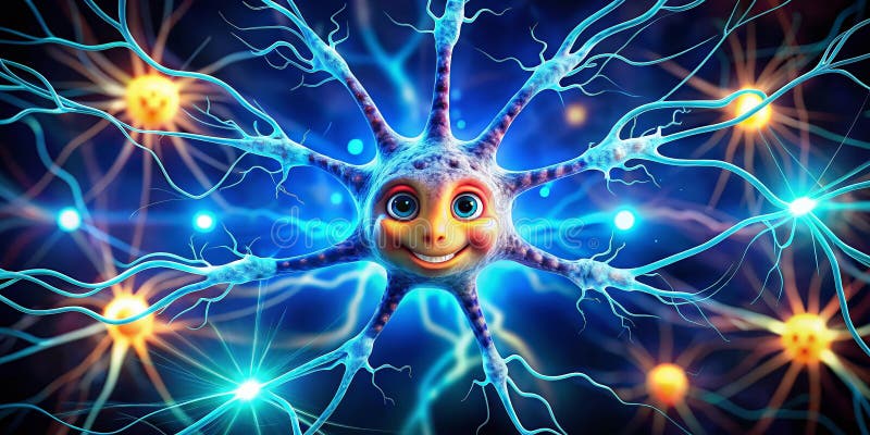 Animated Neuron with Friendly Face a Captivating Visual for ...