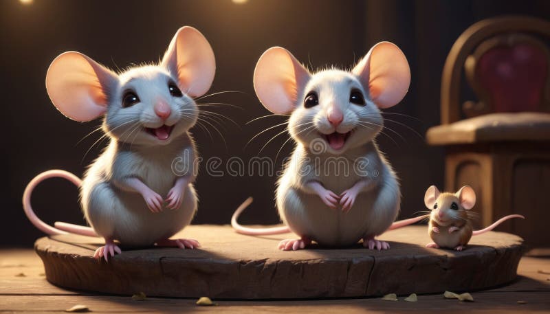 Animated Mice on a Cheese Stage Stock Illustration - Illustration of ...