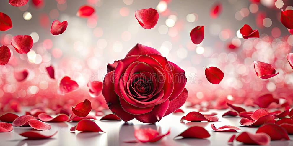 A Captivating Animation Loop of Falling Red Rose Petals on a Pristine ...