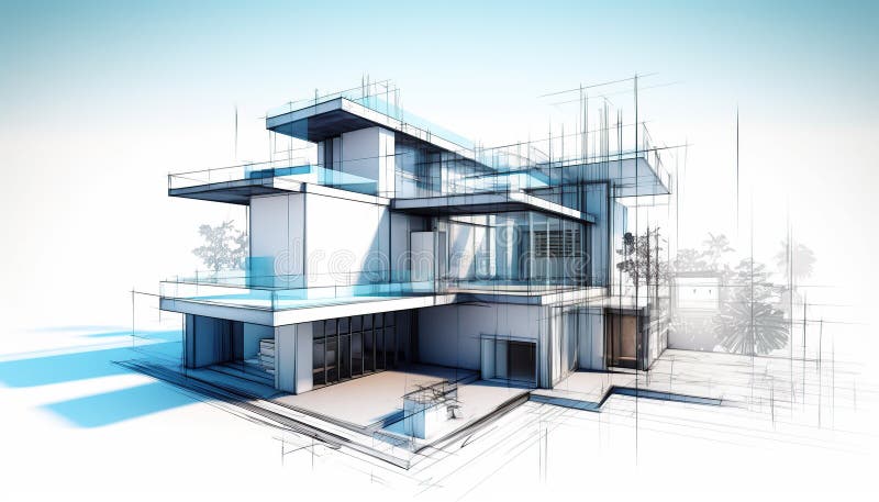 Architectural Building Sketch and Design Stock Illustration ...