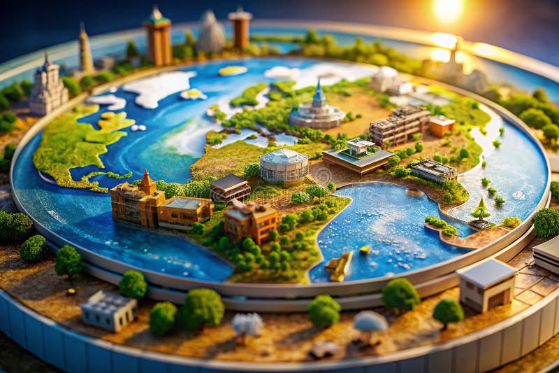 Intriguing Architectural Model a Flat Earth Map Geometric Design and ...