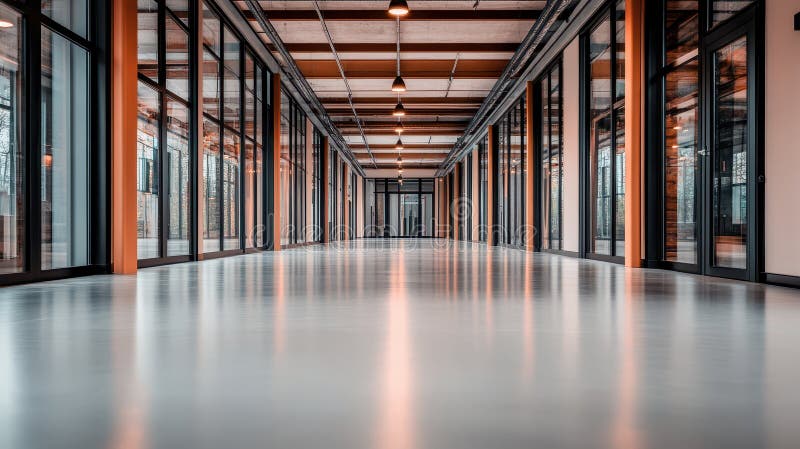 Captivating Architectural Photograph of Long Indoor Hallway with High ...